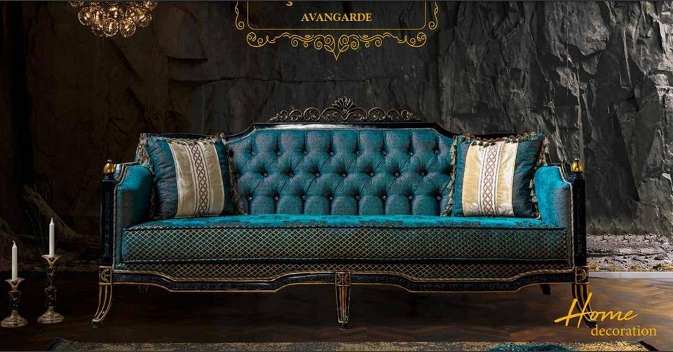 Jvmoebel Sofa Luxus Dreisitzer Sofa 3 Sitzer Sitz Stoff Barock Rokoko
