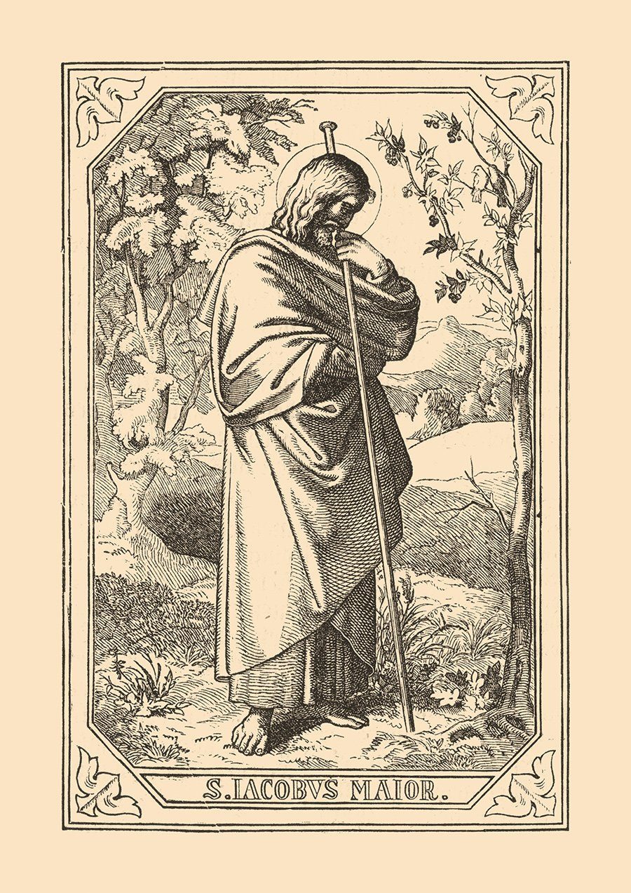 Kunstdruck Der heilige Jacobus Maior Jakobus Ältere Holzstich Sankt A4 1056, (1 St)
