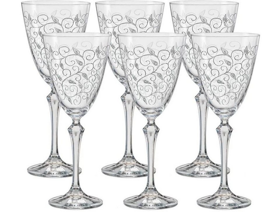 Crystalex Weißweinglas Leaves Clear 250 Ml 6er Set Kristallglas