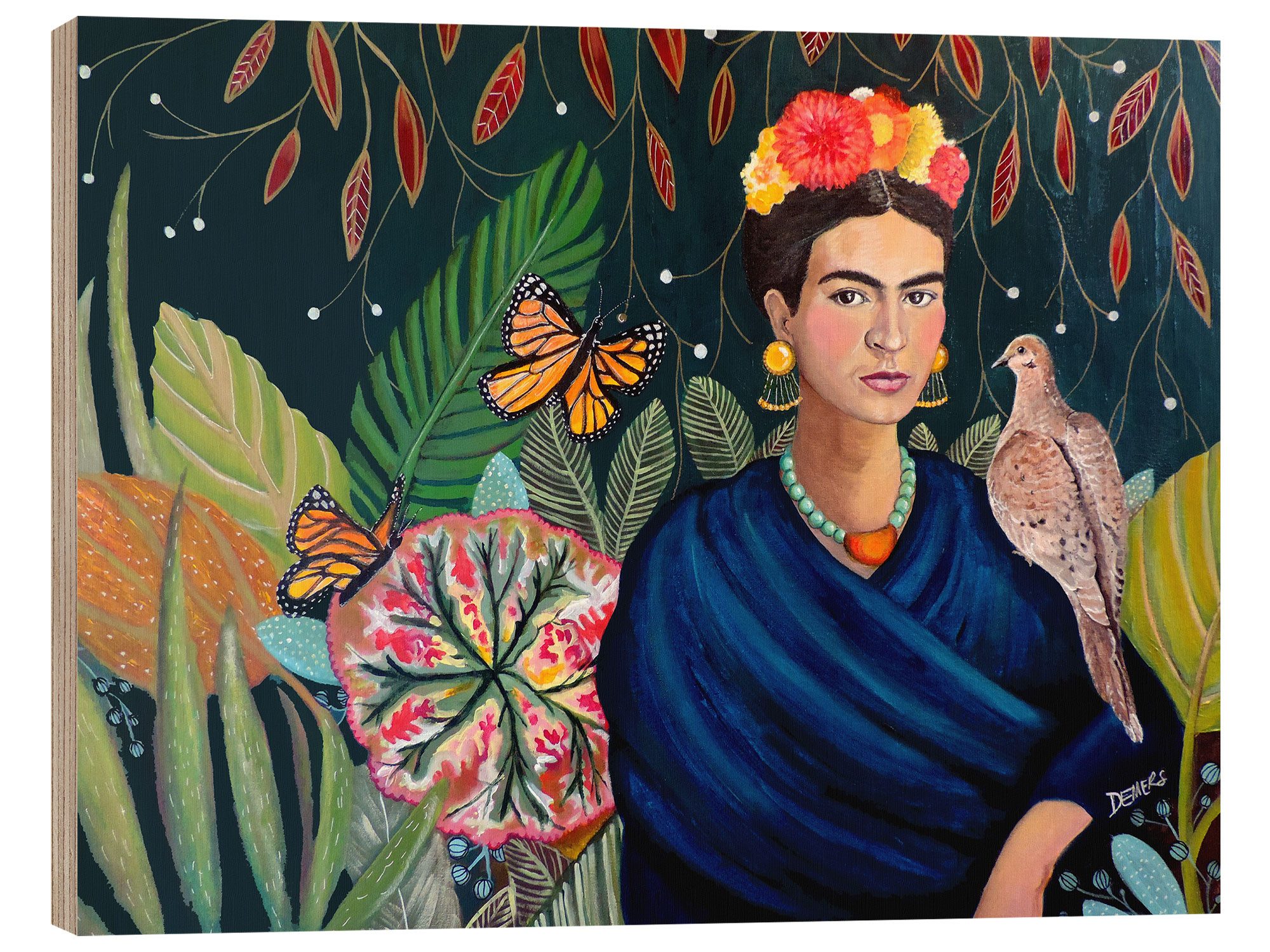 Posterlounge Holzbild Sylvie Demers Frida Kahlo Mit Taube Küche