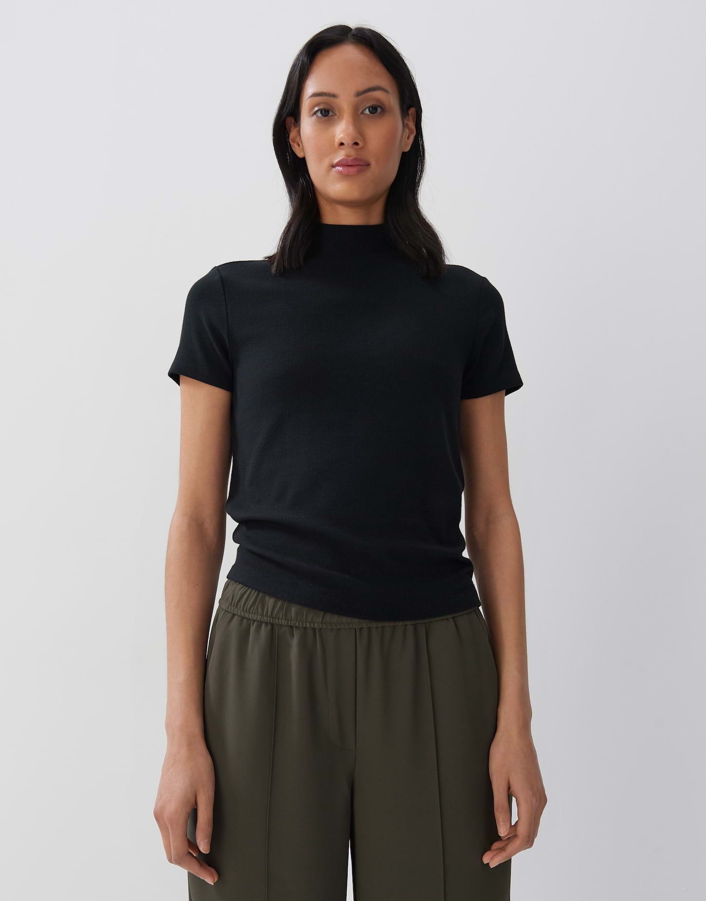 someday Kurzarmshirt Weiches Rippshirt KARLUSIA Slim aus Modal Mix