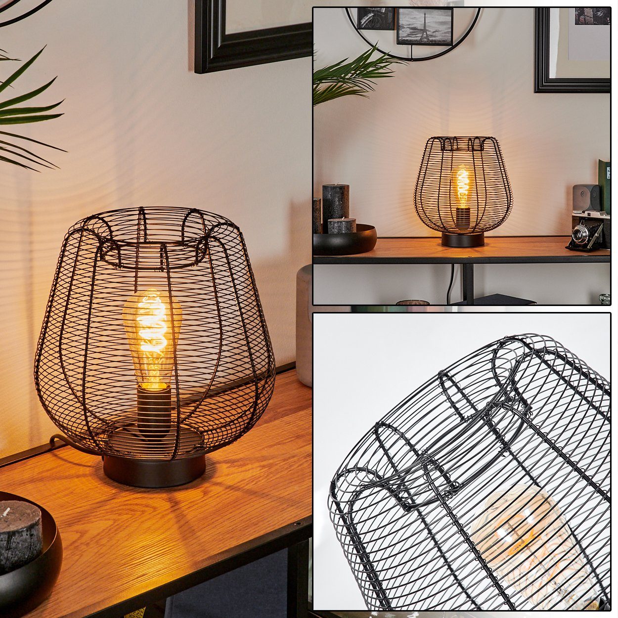Hofstein Tischleuchte Moderne Tischlampe Aus Metall In Schwarz Ohne