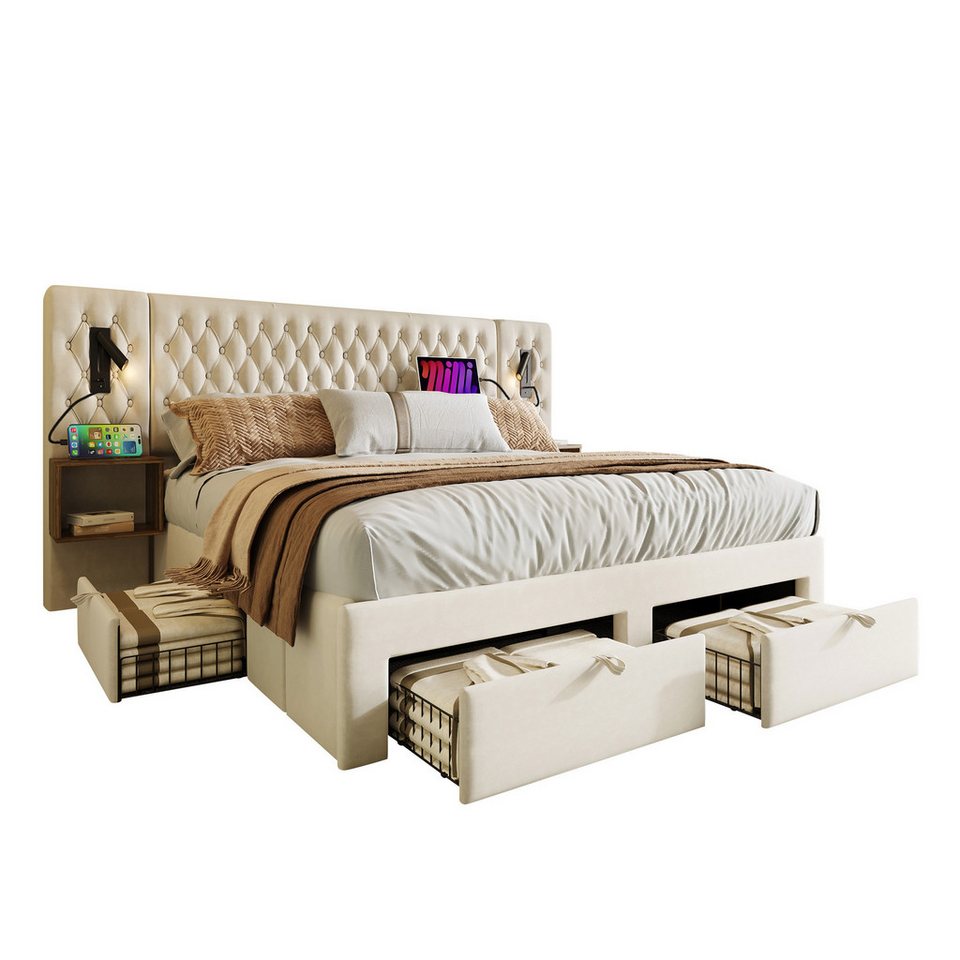 Redom Polsterbett Bettanlage Schlafzimmer Komplett Set Doppelbett 1