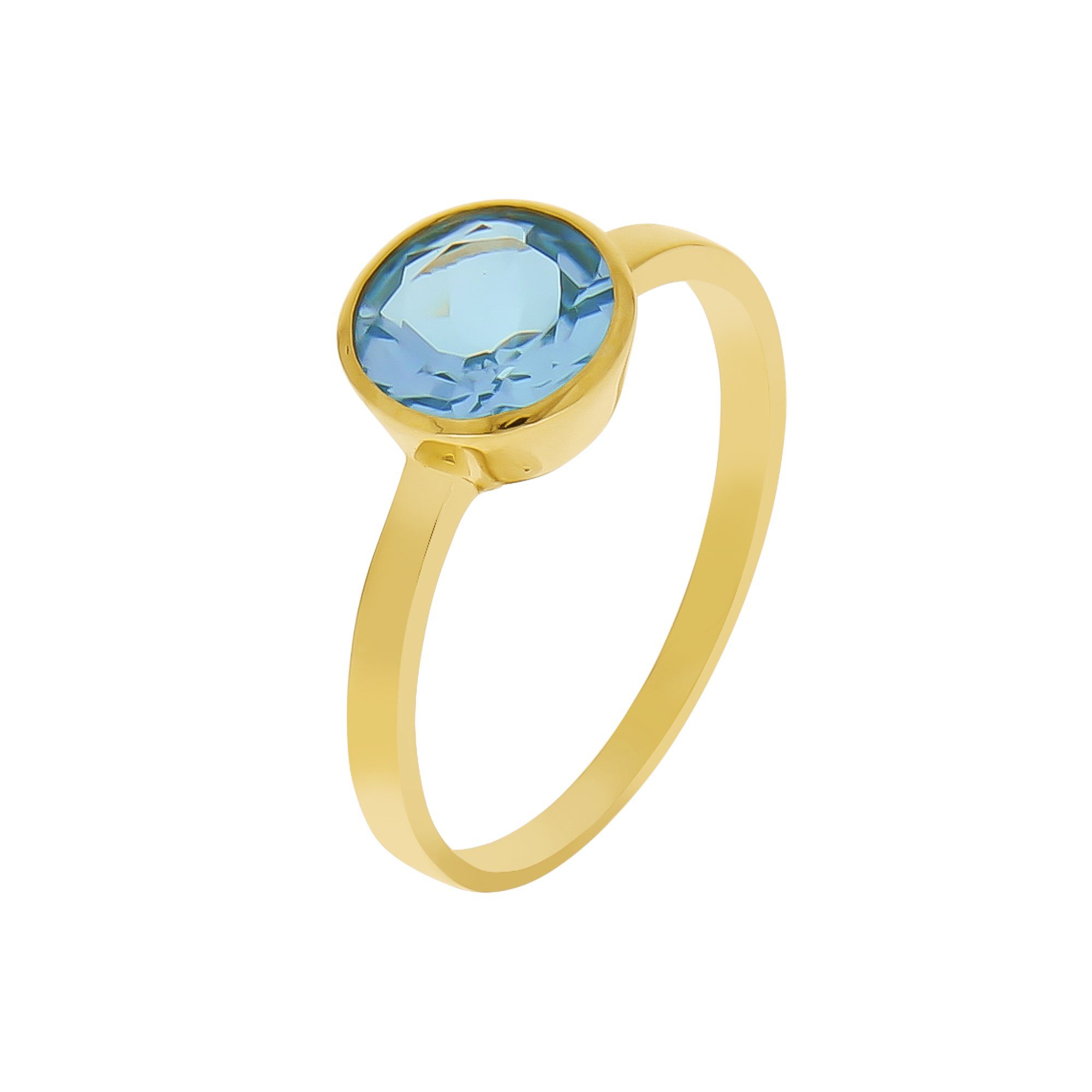 Fascination by Ellen K. Fingerring 375 Gold mit Blautopas (beh)