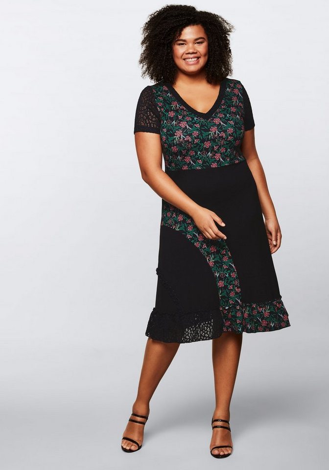 Sheego By Joe Browns Jerseykleid In Patchoptik Mit Spitze Online Kaufen