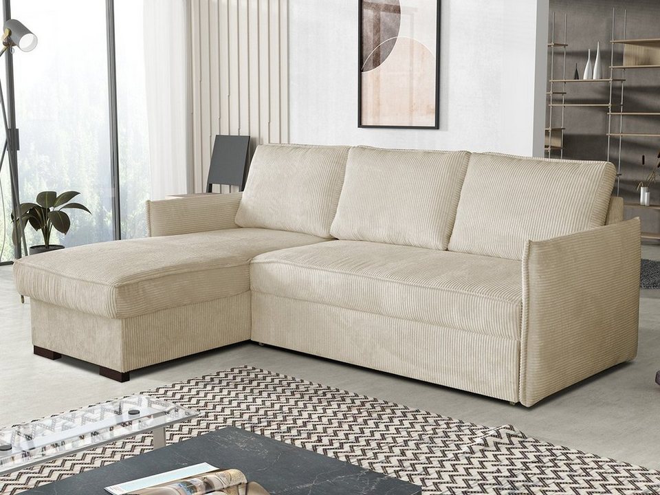 Mirjan24 Ecksofa Megan Cord Mit Bettkasten Und Schlaffunktion
