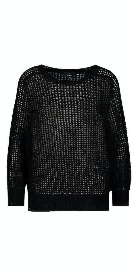 Monari Rundhalspullover Pullover schwarz