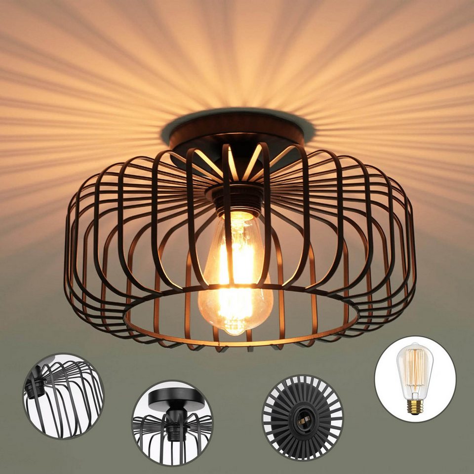 Mupoo Led Deckenleuchte Deckenlampe E27 Runder Pendelleuchte Aus Metall