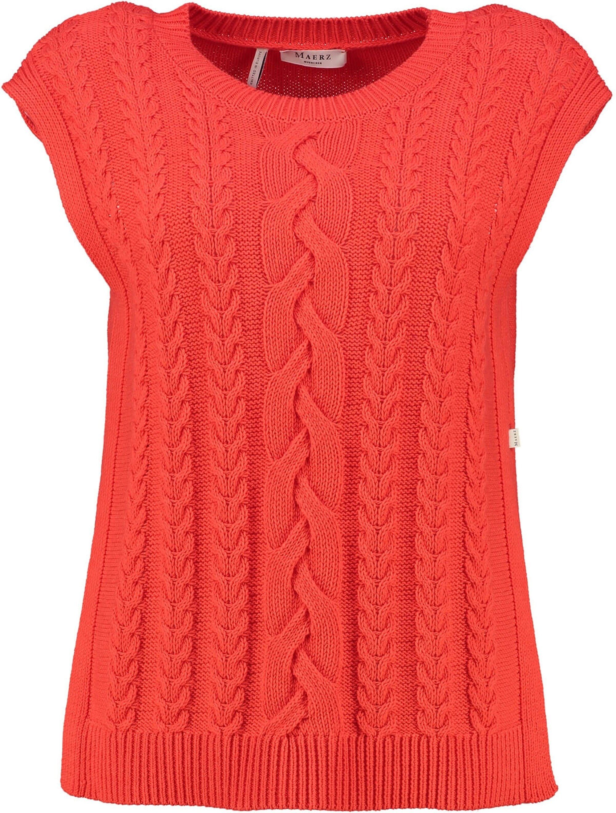 MAERZ Muenchen Strickpullover MAERZ Pullunder orange mit edlem Zopfstrick-Dessin