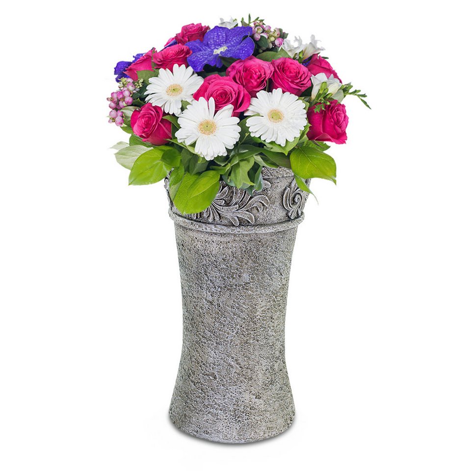 Matches21 Home And Hobby Dekovase Kunststein Grab Vase Zum Stellen Rund