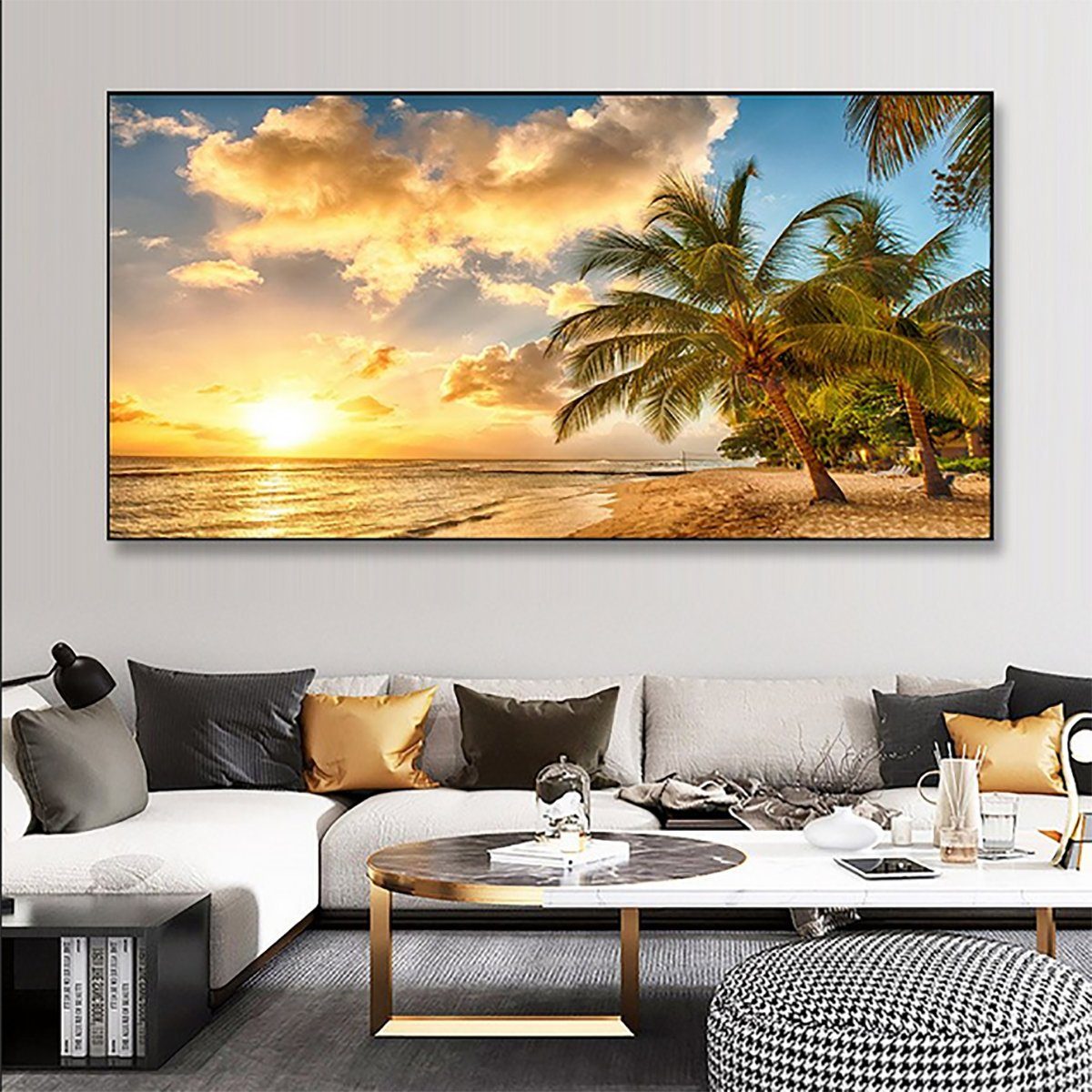 TPFLiving Kunstdruck (OHNE RAHMEN) Poster - Leinwand - Wandbild, Landschaften - Blaues Meer ...