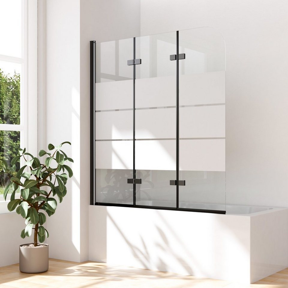 Boromal Badewannenaufsatz 3 teilig Schwarz Faltbar Duschwand Badewanne ... Boromal Badewannenaufsatz 3 teilig Schwarz Faltbar Duschwand Badewanne ...