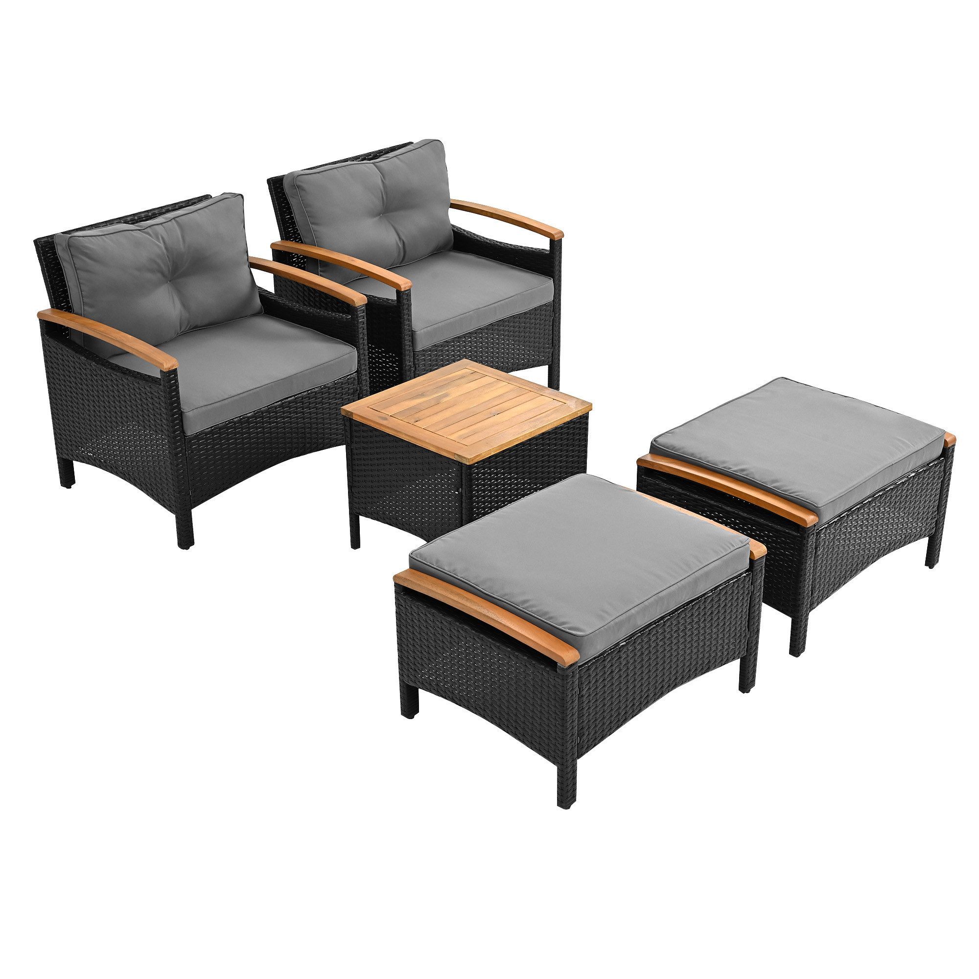 Yemaster Gartenlounge Set 5 Teiliges Rattan Balkonmöbel Set Mit 2