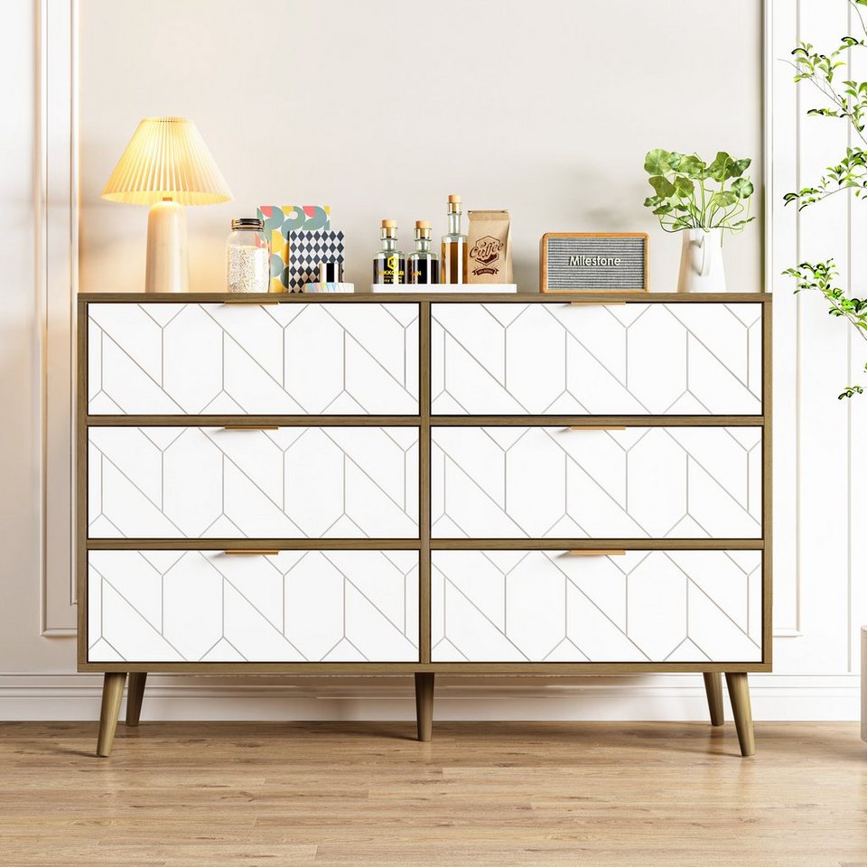 Celya Sideboard Diemodernen Tischkommodekommode Walnuss Mit Weißem