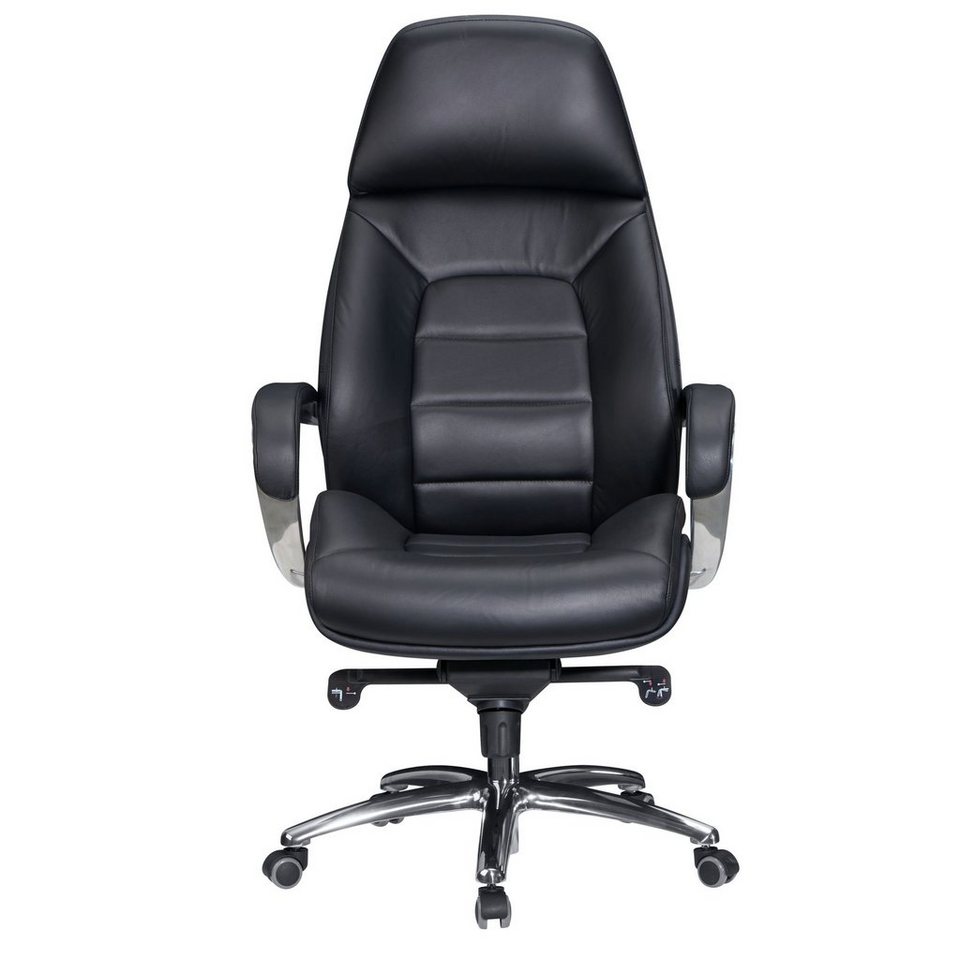 Amstyle Schreibtischstuhl Spm1435 Bezug Echtleder Schwarz