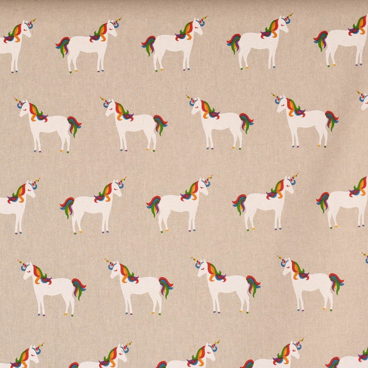 SchÖner Leben Stoff Dekostoff Halbpanama Leinenlook Unicorn Colourful