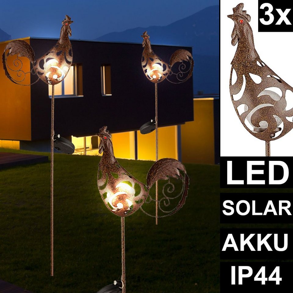 Etc Shop Led Solarleuchte 3er Set Led Solar Leuchten Steck Hof
