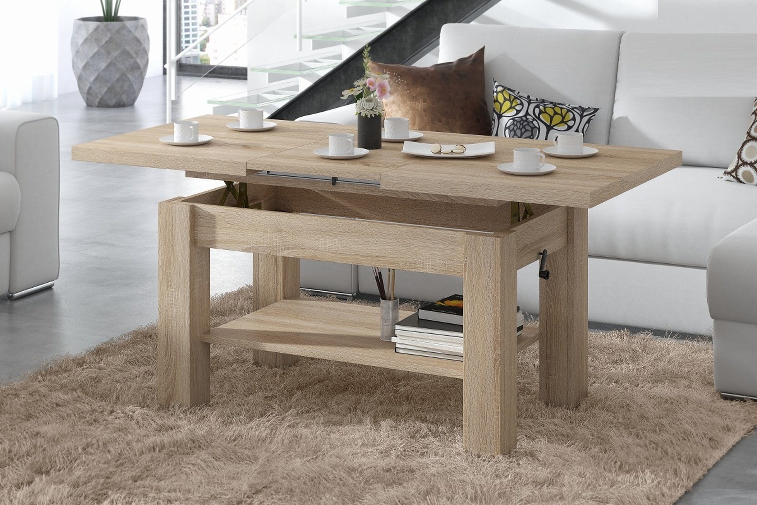 Elegantes Mazzoni Couchtisch Hhenverstellbar Ebenbild