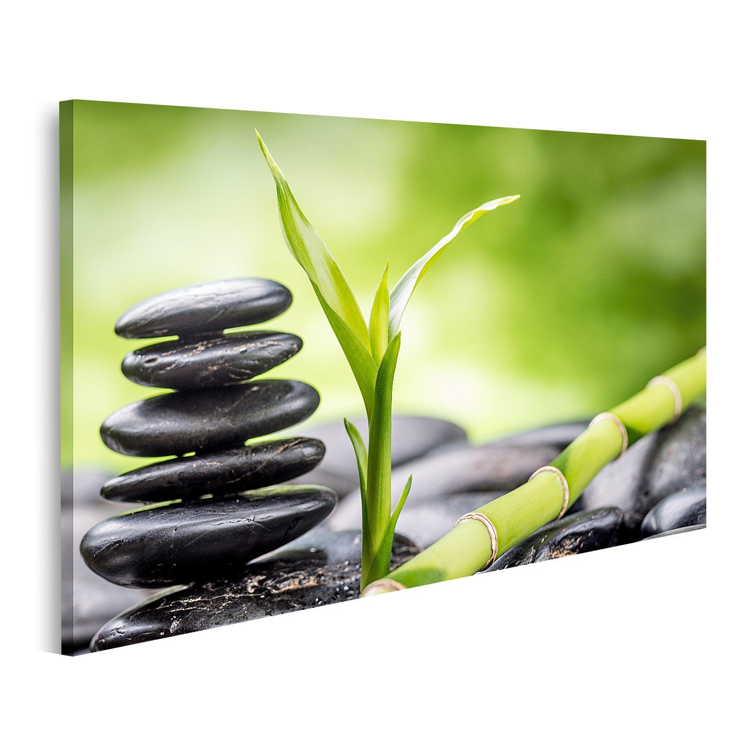 islandburner Leinwandbild »Bild auf Leinwand Zen Basaltsteinen mit Pflanzen Spa Massage Studio ...