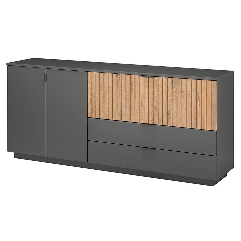 Lomadox Sideboard Lucera 52 Modern In Anthrazit Eiche Massiv Bianco