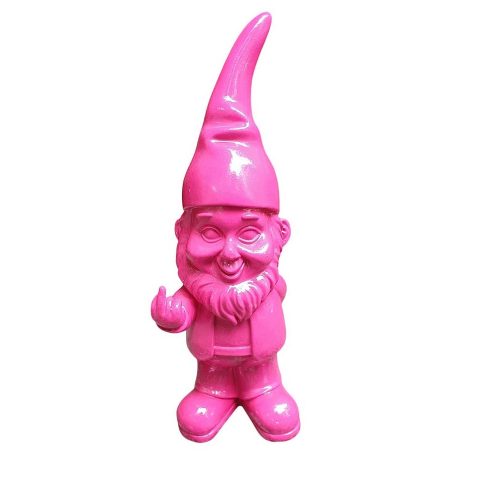 Aspinaworld Gartenfigur Gartenzwerg Mit Stinkefinger 17 Cm Rosa