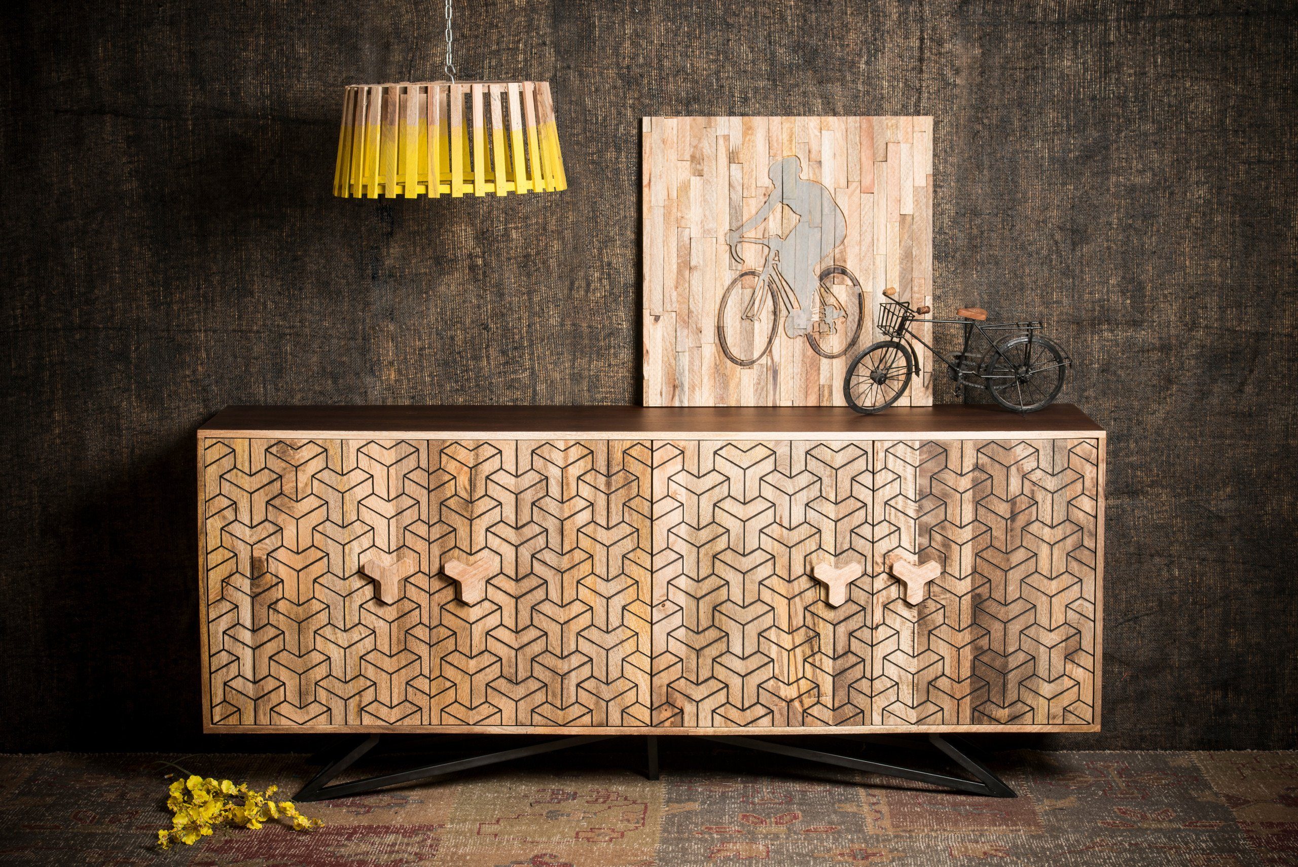 relaxdays Sideboard »Sideboard Holz«, Modern: Sideboard mit ...