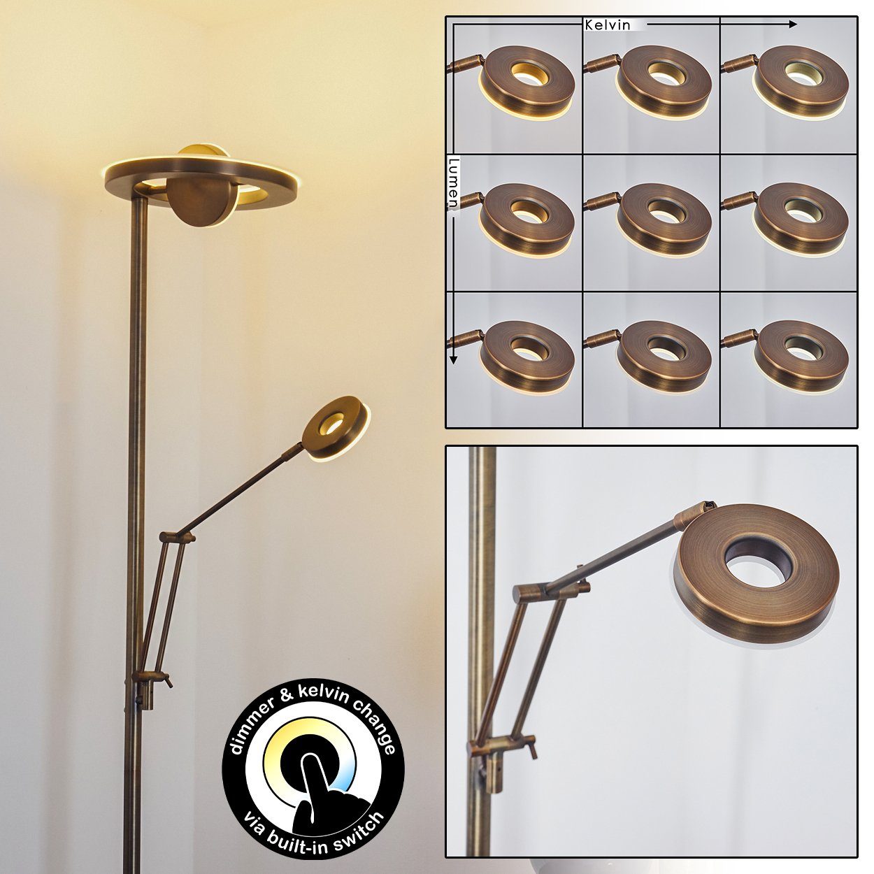 Hofstein Stehlampe Led Dimmbar Steh Boden Stand Lampen Drehbar Wohn