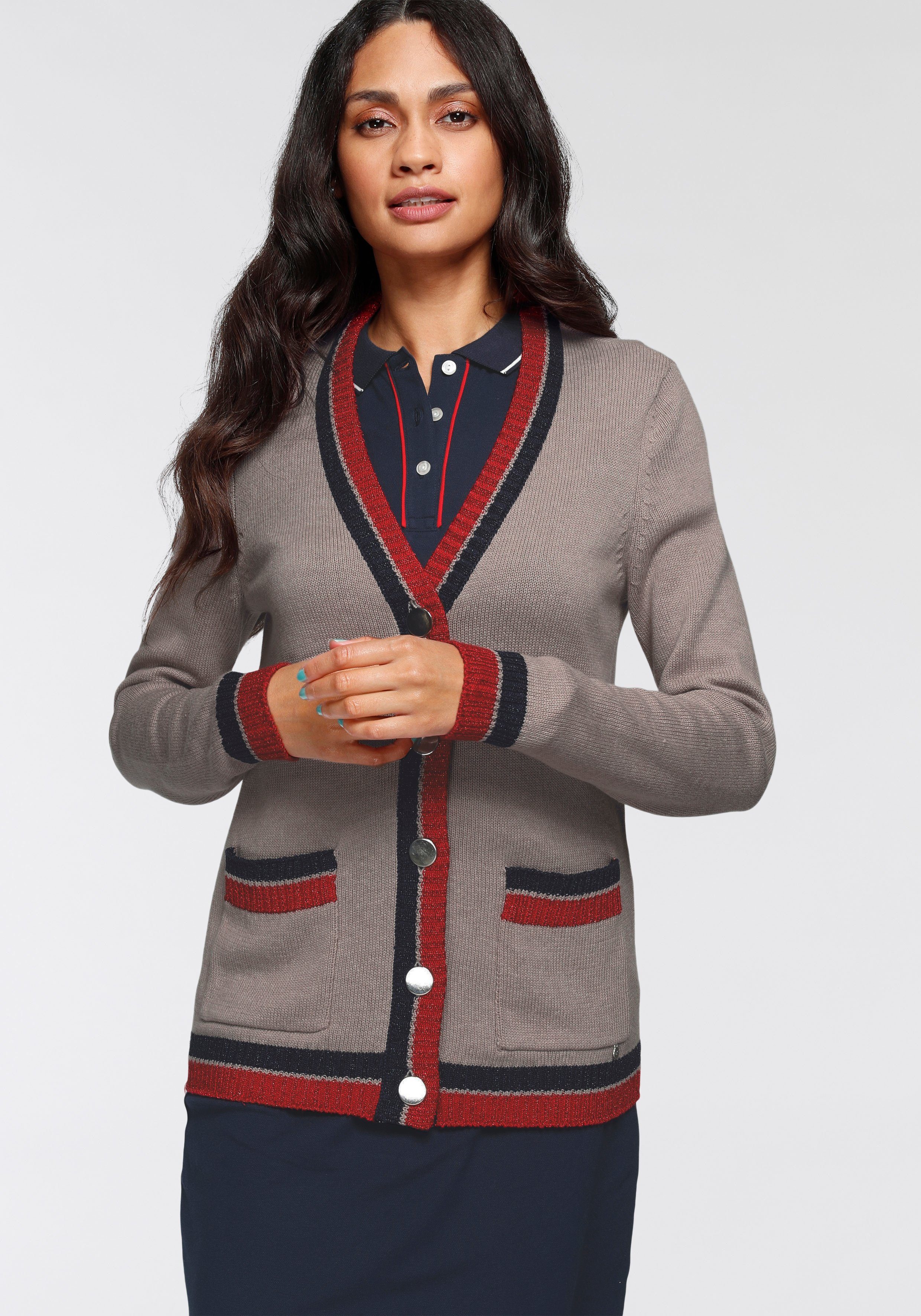 Ajc Strickjacke Mit Trendigen Kontrast Und Glitzer Streifen Neue