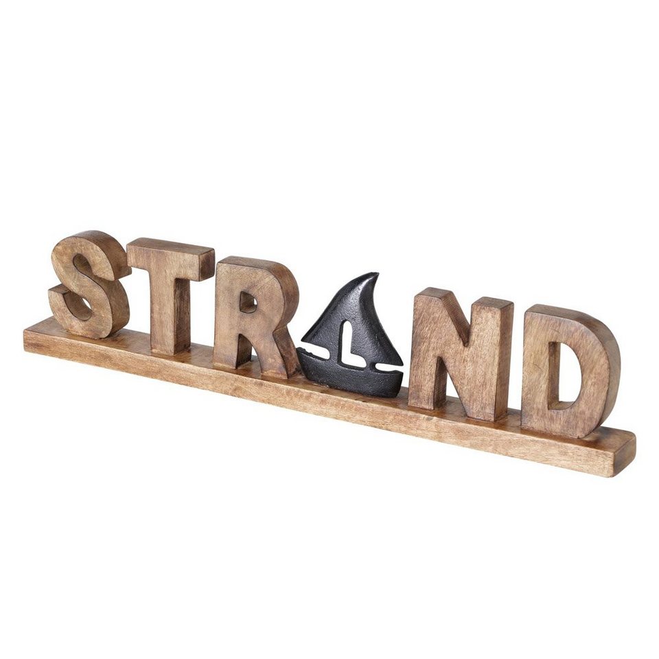 Boltze Deko Schriftzug Schriftzug Strand Braun Schwarz Aus Holz Und
