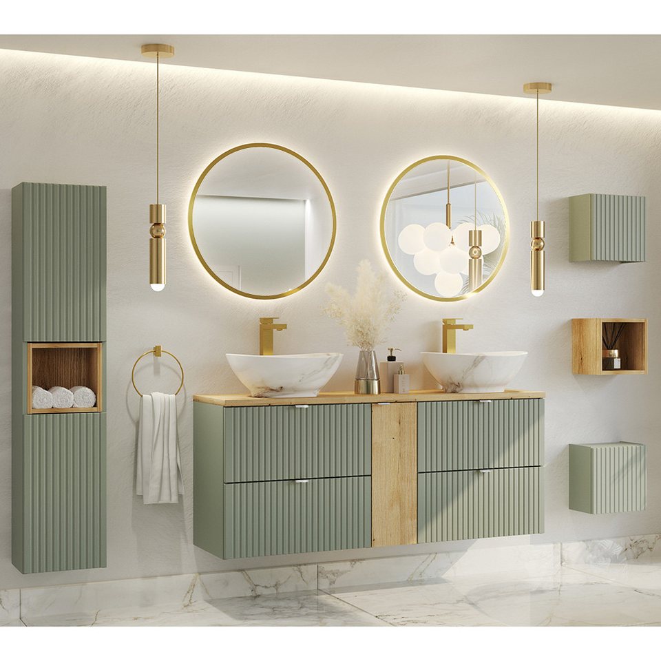 Lomadox Badmöbel Set Newport 56 Green Spar Set 7 St Hochschrank