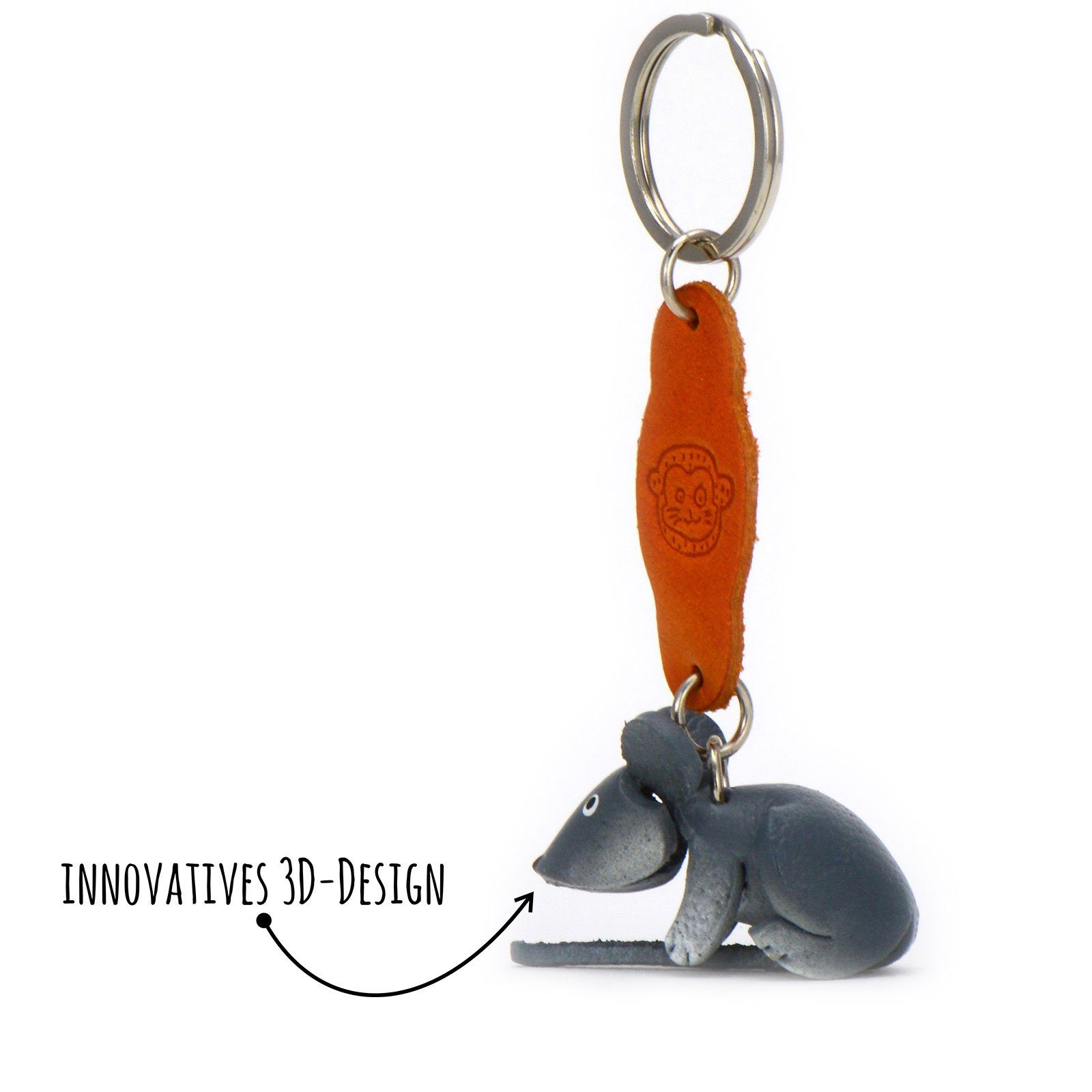 Monkimau Schlüsselanhänger Maus Schlüsselanhänger Leder Tier Figur ...