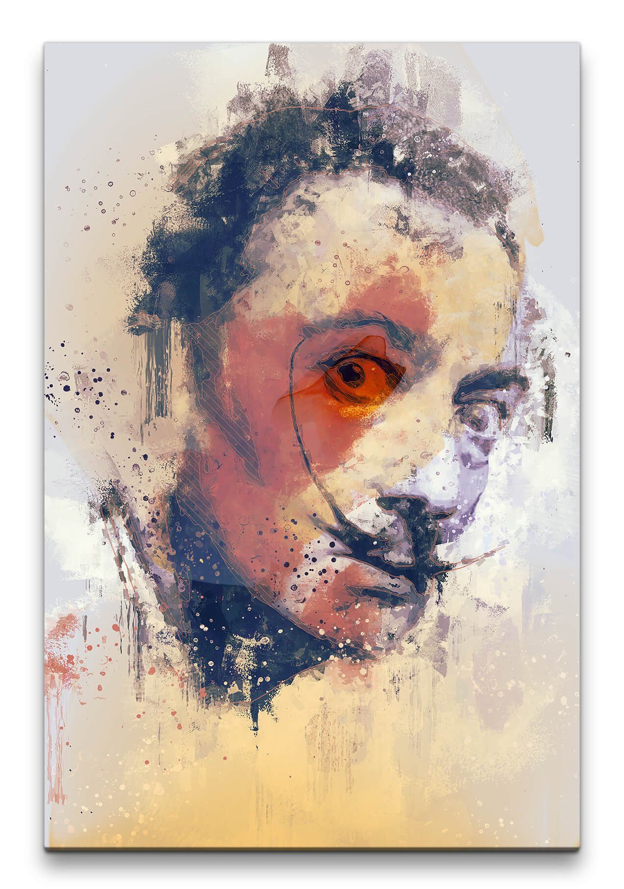 Sinus Art Leinwandbild Salvador Dalí Porträt Abstrakt Kunst Künstler
