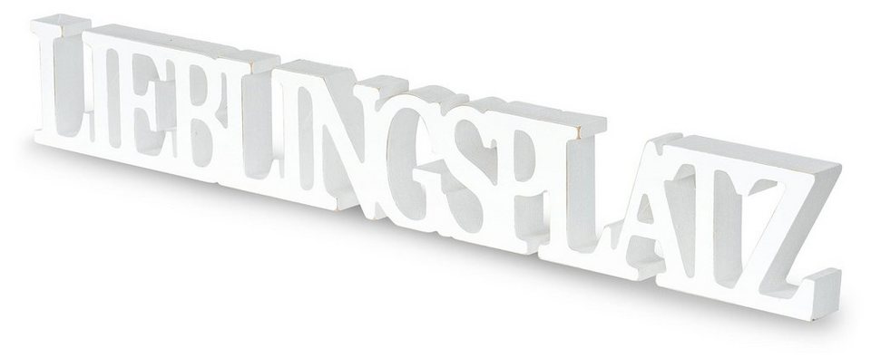 Deko Schriftzug Schriftzug Lieblingsplatz L60cm Weiß Holz Tischdeko