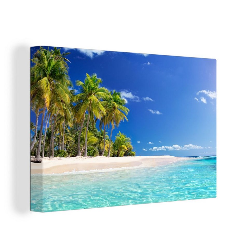 Onemillioncanvasses® Leinwandbild Strand Meer Palme Sonne