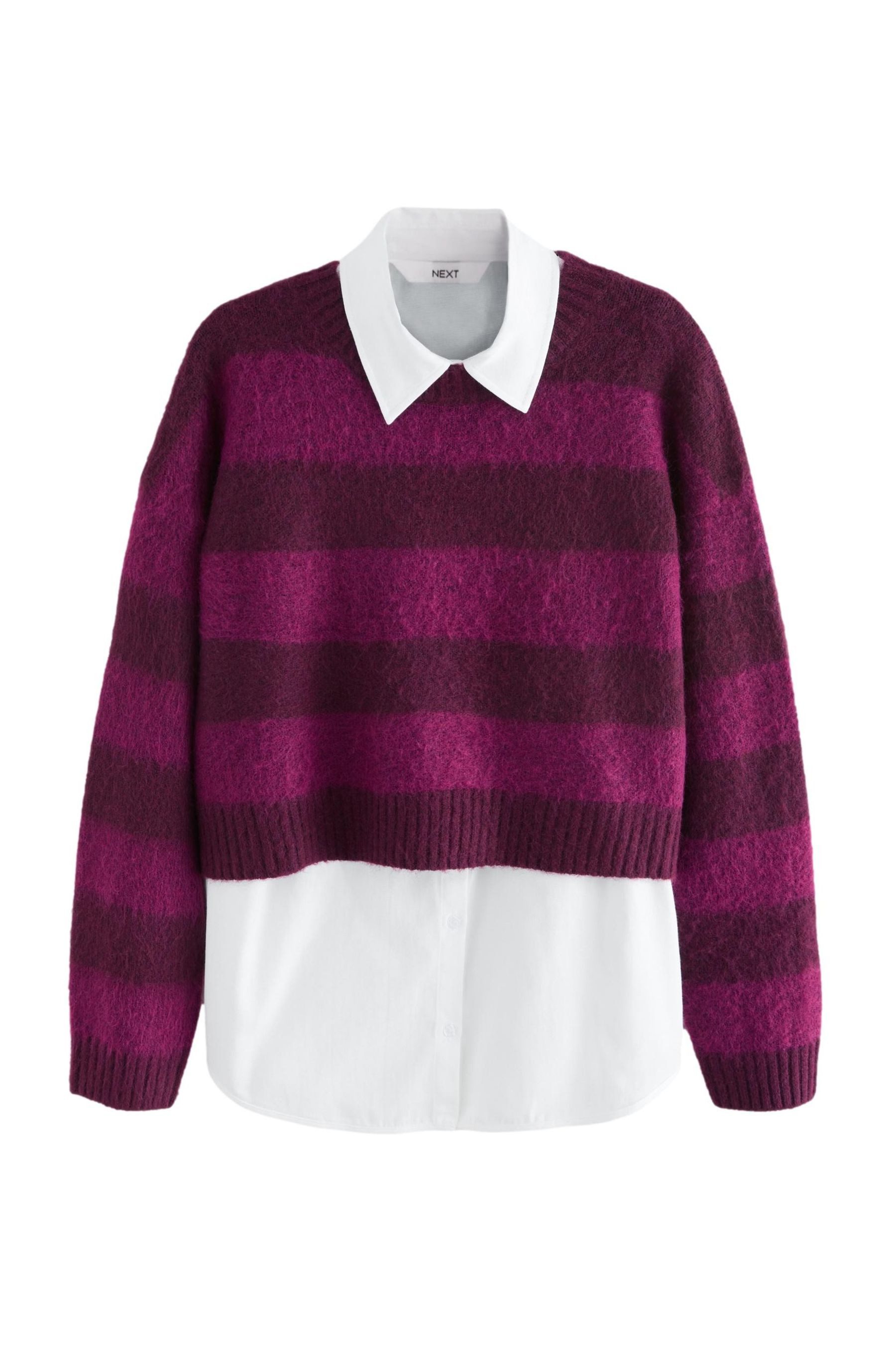 Next 2 In 1 Pullover Weicher Angerauter Strickpullover Mit Hemdlage 2