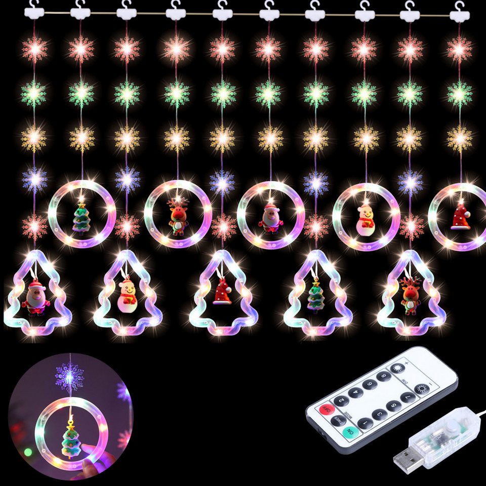 Mupoo Weihnachtsfigur Lichterkette Weihnacht Vorhanglichter 8 Modi3 M