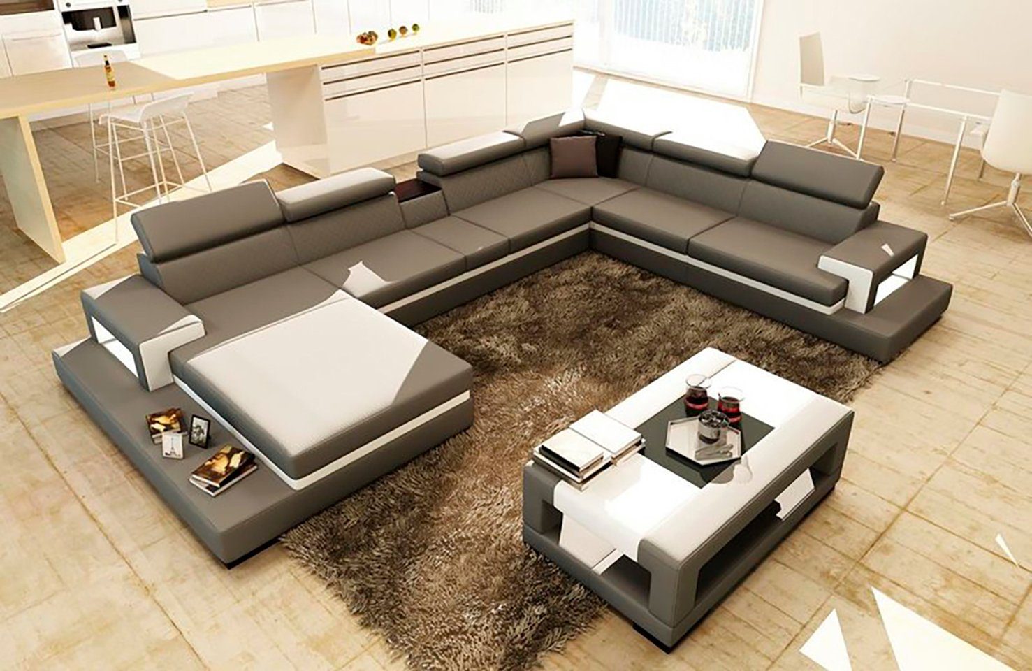 Jvmoebel Ecksofa Design Leder Polster Sitz Zimmer Eck Wohn Sofa Couch