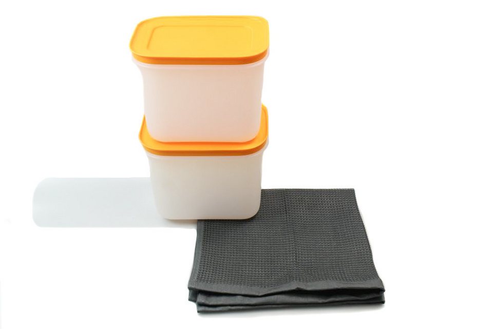 Tupperware Back Set Eiskristall 2 11 L Orange Weiß Glastuch