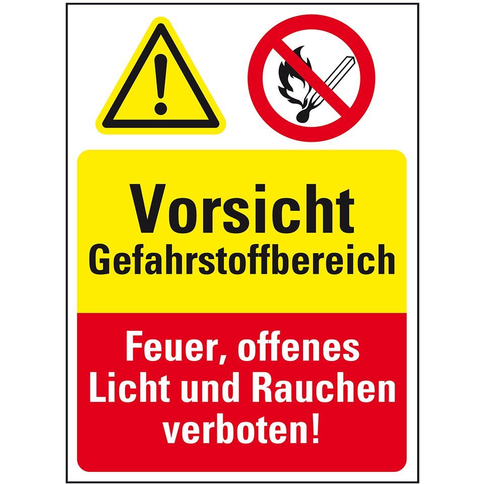 König Werbeanlagen Hinweisschild Sicherheits-Schild mit Symbolen,Gefahrstoffbereich...,Folie ...