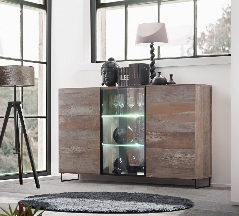 Asm Moebel Kommode Sideboard Kommode Plank Mit Led Beleuchtung Und Push