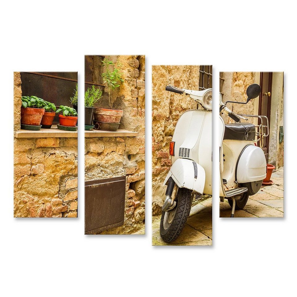 islandburner Leinwandbild »Bild auf Leinwand Vintage Szene Mit Vespa ... islandburner Leinwandbild »Bild auf Leinwand Vintage Szene Mit Vespa ...