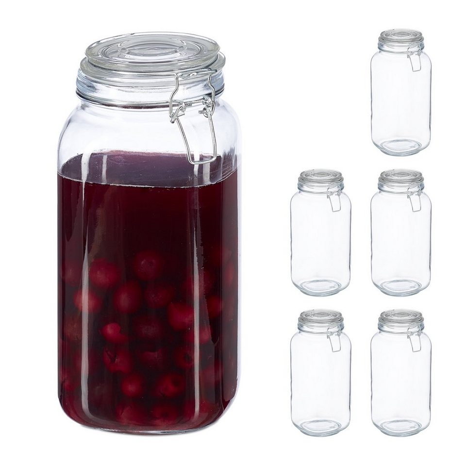 Relaxdays Einmachglas 6er Set Einmachgläser 2000 Ml Glas