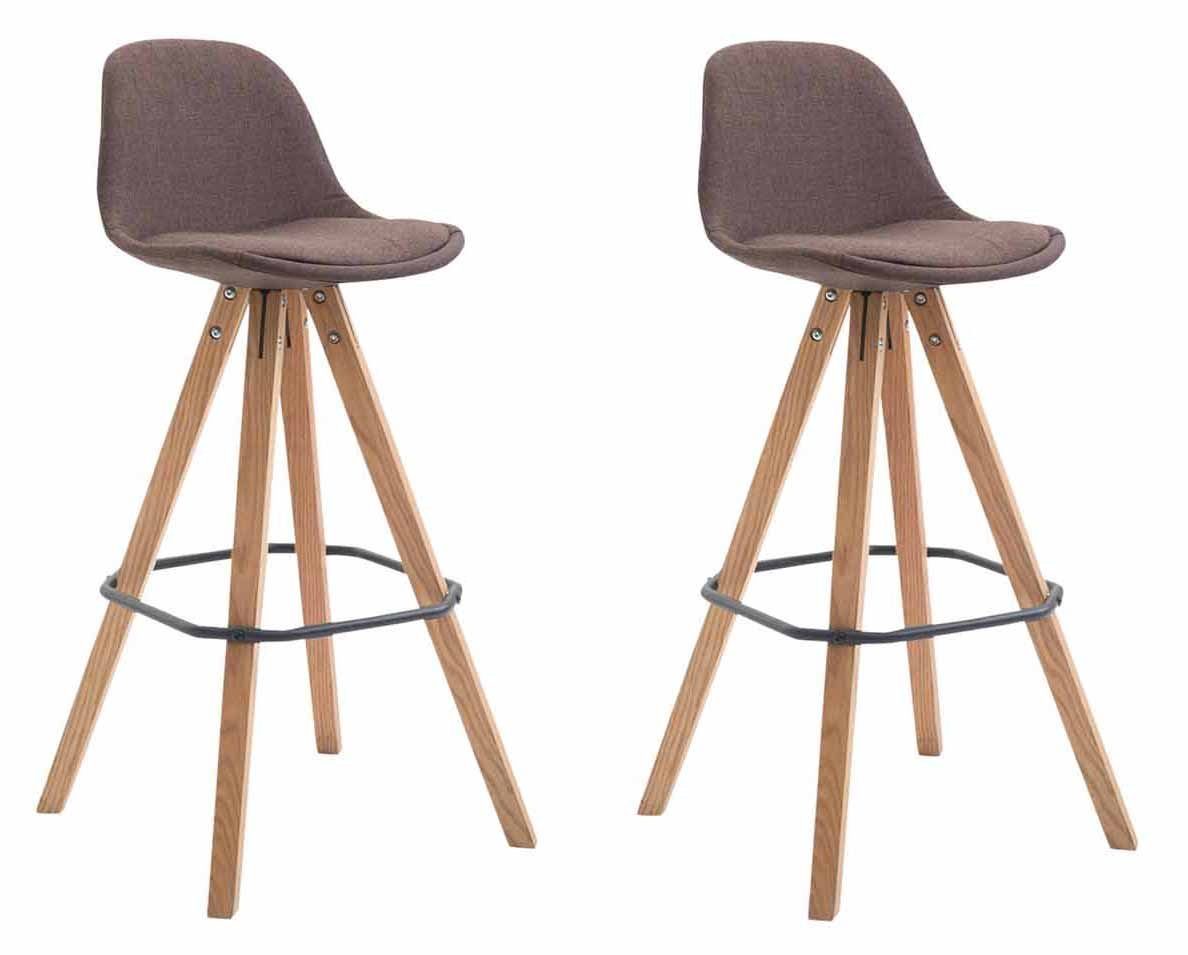 CLP Barhocker 2er Set Barhocker Franklin Stoff Square natura (eiche)