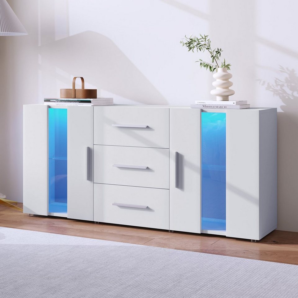 Merax Sideboard Mit Led Beleuchtung Inkl Fernbedienung Kommode Mit 2