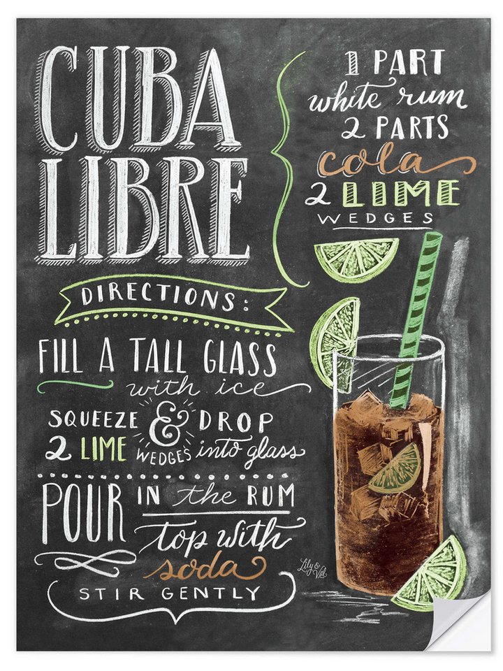 Posterlounge Wandfolie Lily And Val Cuba Libre Rezept Englisch Bar