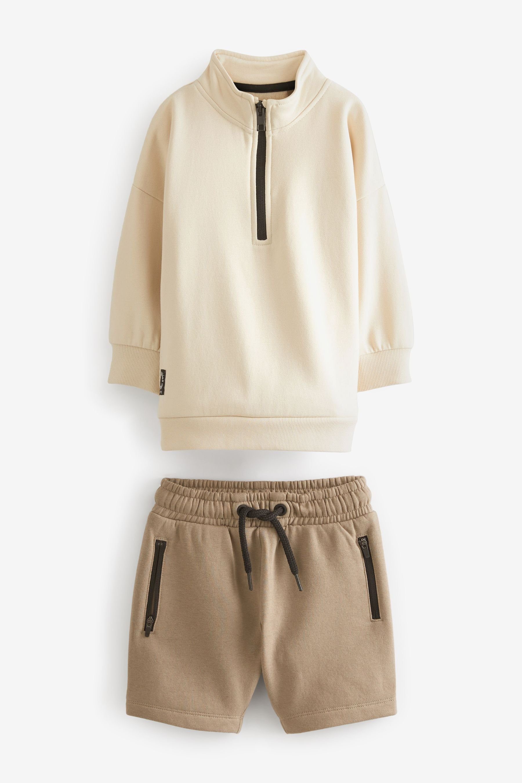 Next Sweatanzug Sweatshirt Mit Trichterkragen Und Shorts Im Set 2 Tlg