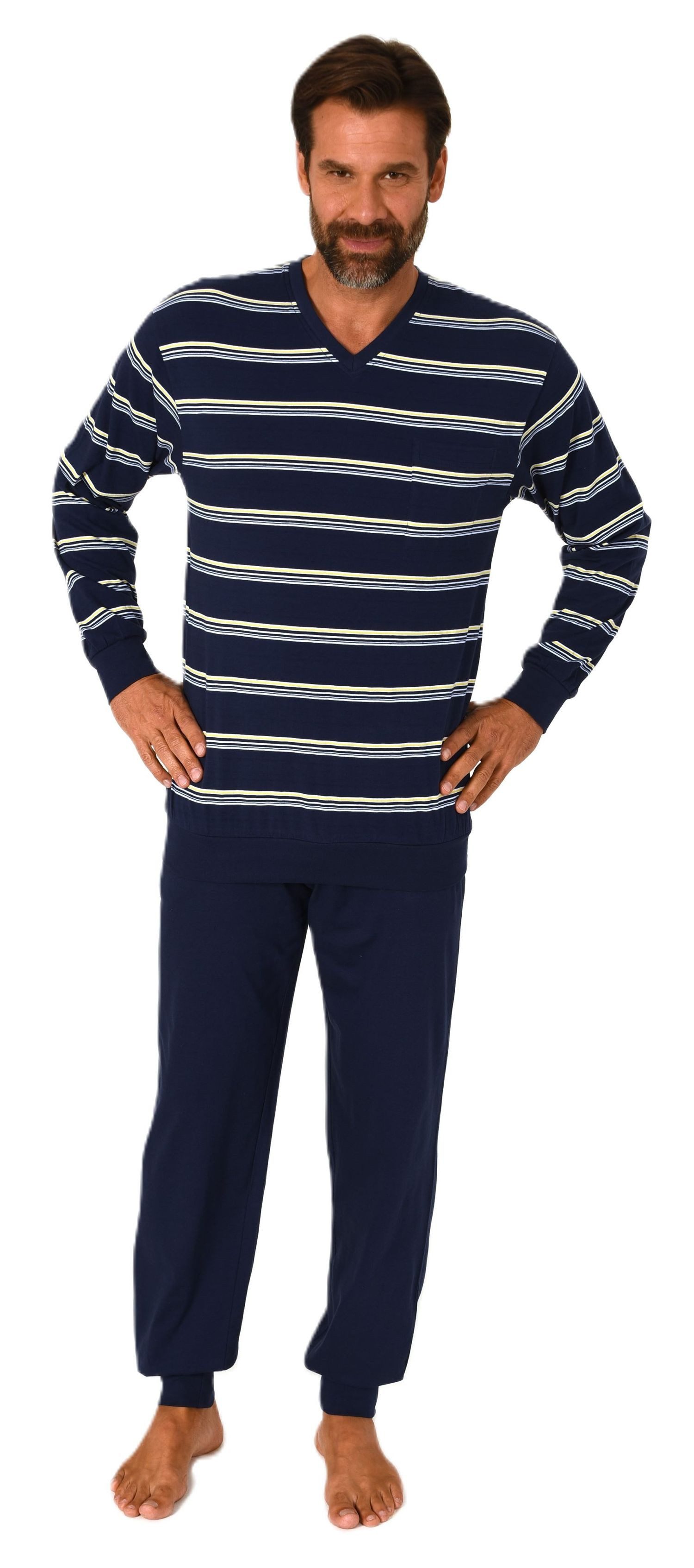 Normann Pyjama Normann Herren Schlafanzug Lang Mit Bündchen In