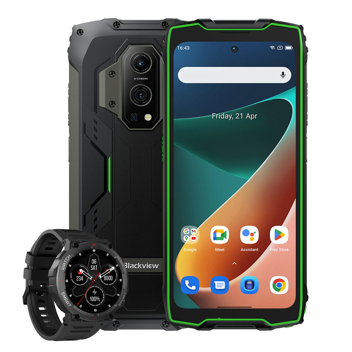 blackview BV9300 incl. W50 Smartphone (6,7 Zoll, 50 MP Kamera, 2,3K Display, 15080mAh Akku ...