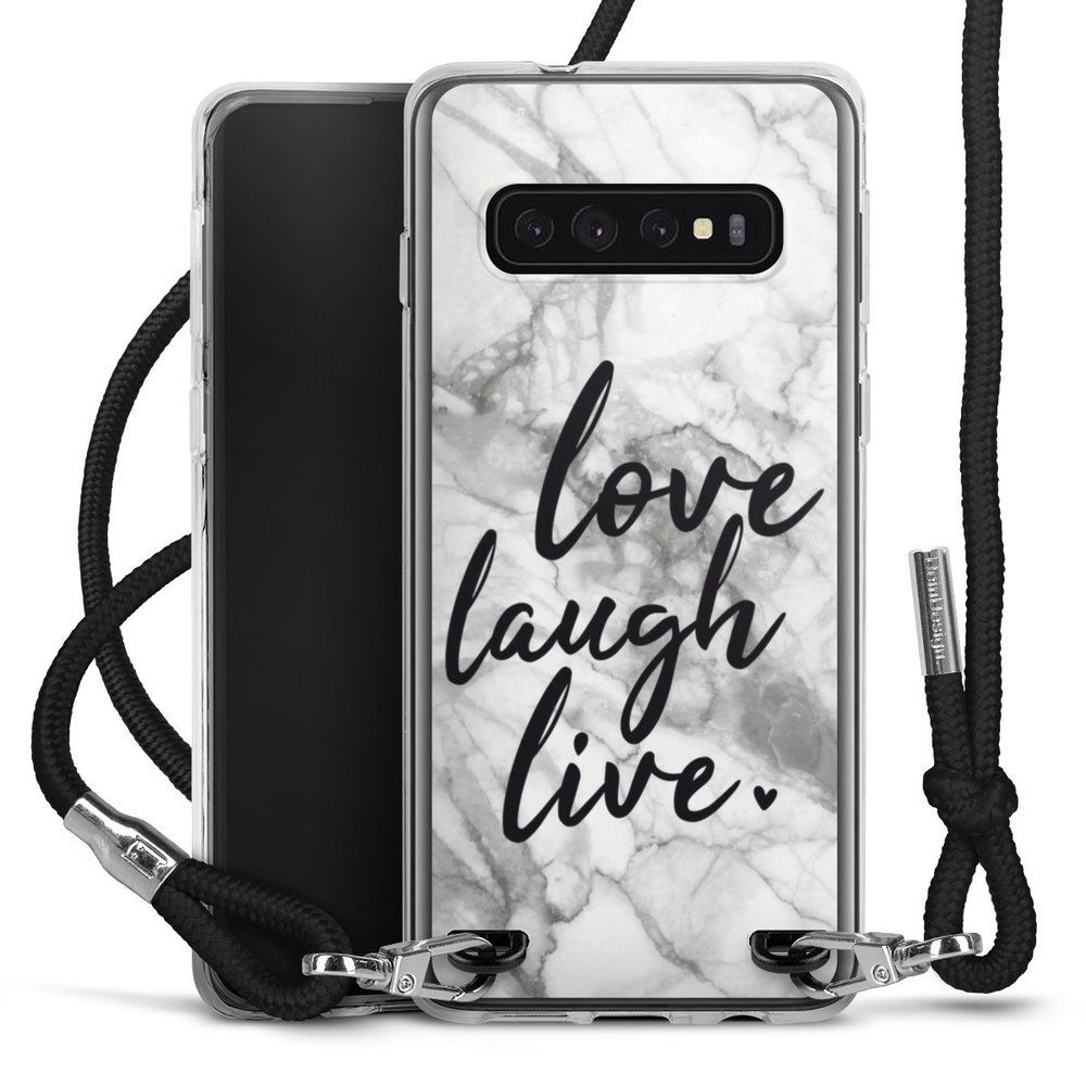 Deindesign Handyhülle Marmor Sprüche Liebe Love Laugh Live Marmor