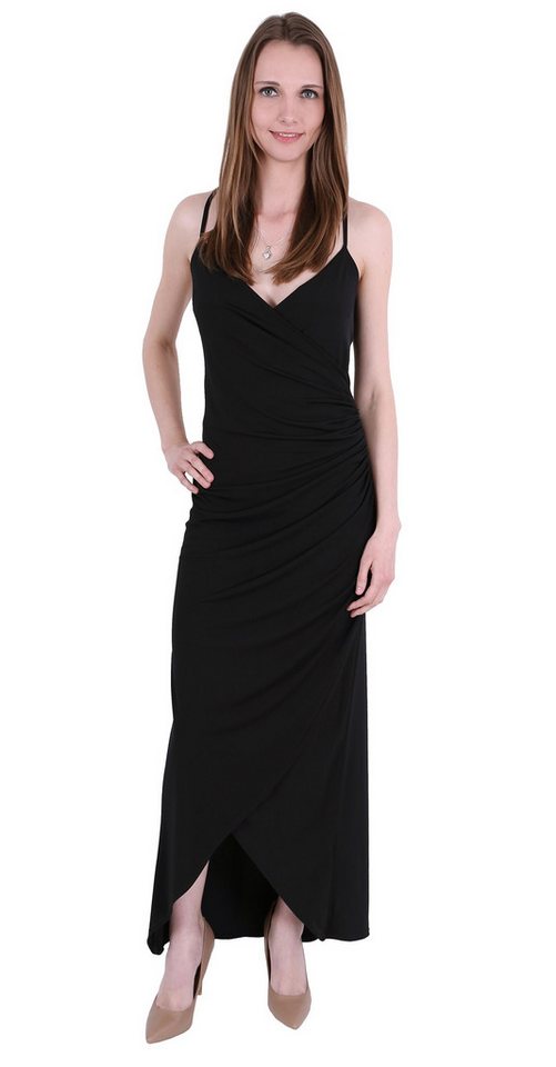 Sarciaeu Maxikleid John Zack Schwarzes Gefältetes Maxikleid S